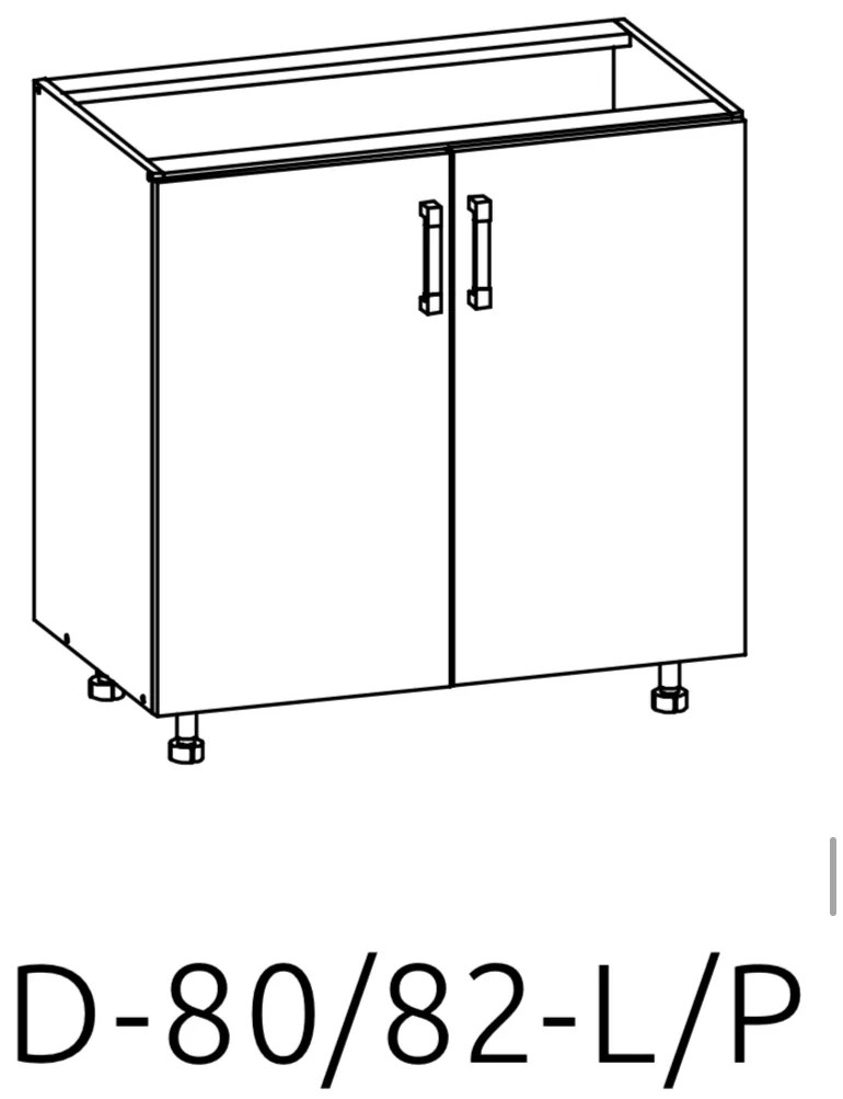 Spodní kuchyňská skřínka Verdi D-80/82 Barva korpusu skříněk: Bílá alpská, Zvolte barvu dvířek: Jasná šedá mat