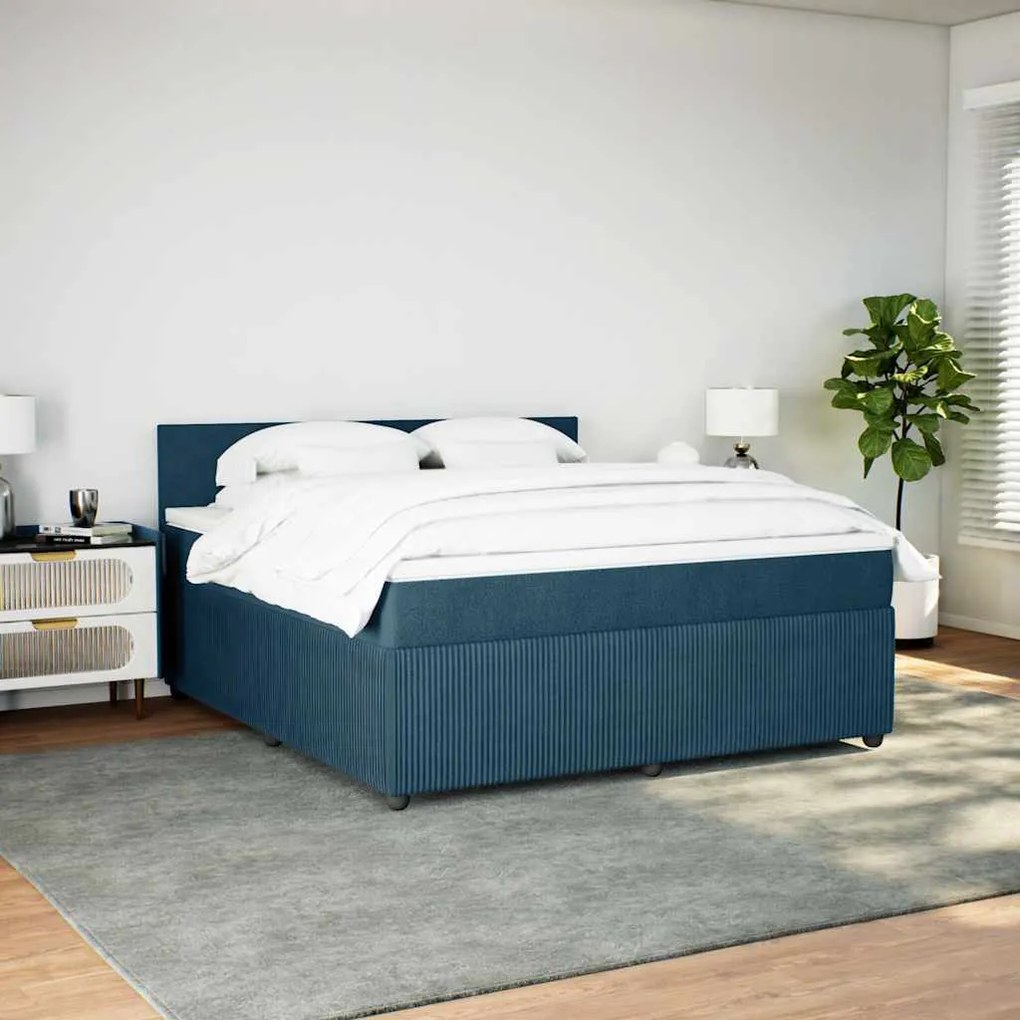 Box spring postel s matrací modrá 180 x 200 cm samet 3290104