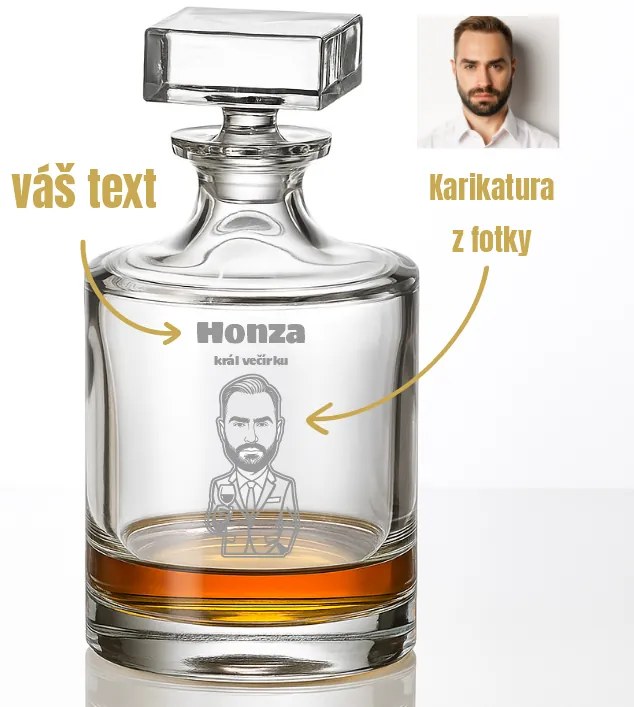 Dekorant Karafa na lihoviny Blank s karikaturou z fotky 500 ml