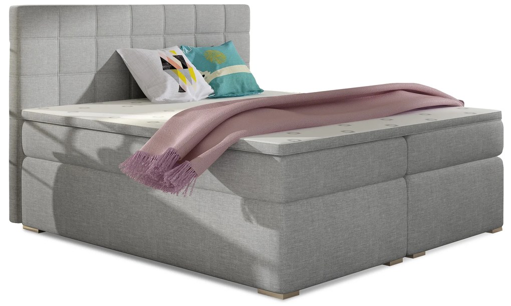 Kontinentální postel 140 cm Abbie (světle šedá) (s matracemi). 1027407