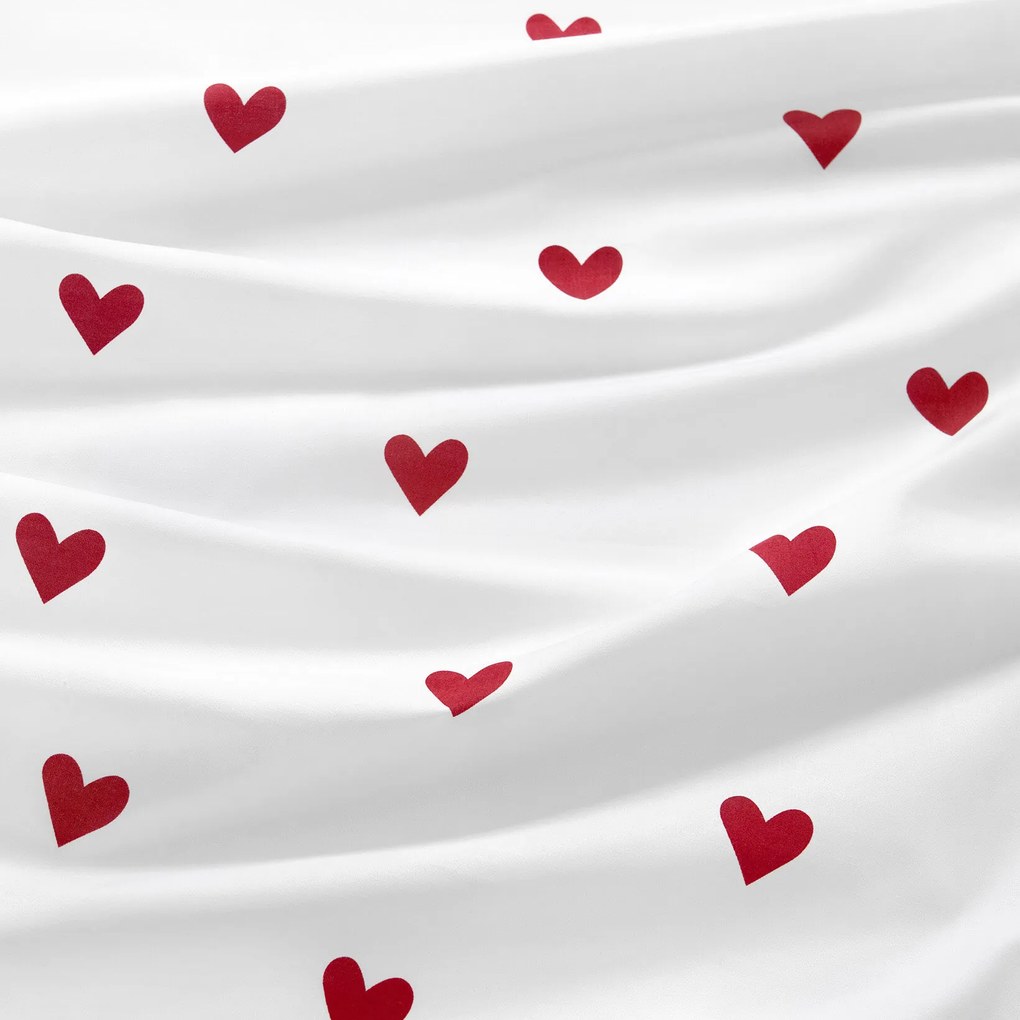 Goldea kulatý ubrus 100% bavlněné plátno - červená srdíčka na bílém Ø 100 cm