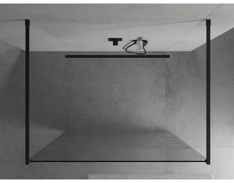 Mexen Kioto volně stojící sprchová zástěna 120 x 200 cm, Průhledné/Bílý vzor 8 mm, Černá - 800-120-002-70-85