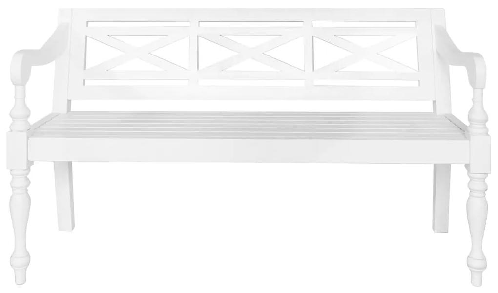 vidaXL Lavice Batavia 123 cm masivní mahagon bílá