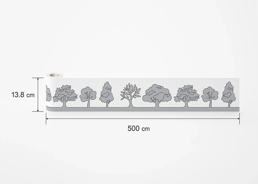 Samolepící bordura na zeď Šedá Kaligrafie | 5 m x 13.8 cm | DWB8279