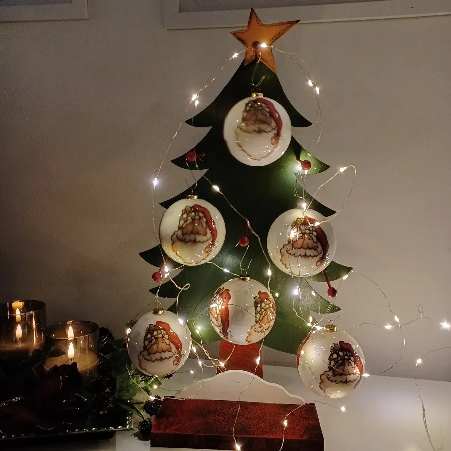 Sada vánočních ozdob koule 8 cm, Santa Claus, plast, balení 6 ks