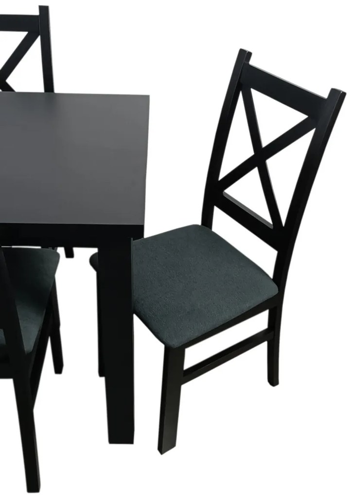 Jídelní sestava 4+1 LABRUM 100x70 cm černá/potah Moric 8