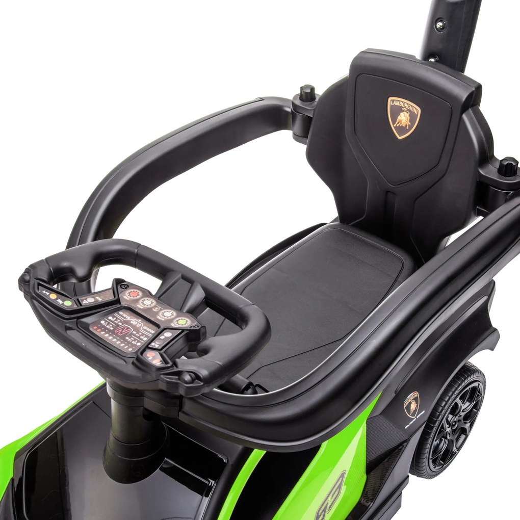 AIYAPLAY 2v1 Lamborghini Essenza SCV12 Dětské odrážedlo pro děti 12-36 měsíců s odnímatelnou rukojetí a bezpečnostní zábranou 86,5x40x89,5 cm Zelená …