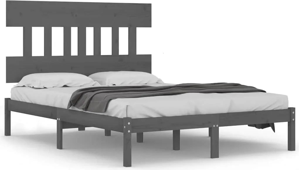Rám postele šedý masivní dřevo 200 x 200 cm 3104760