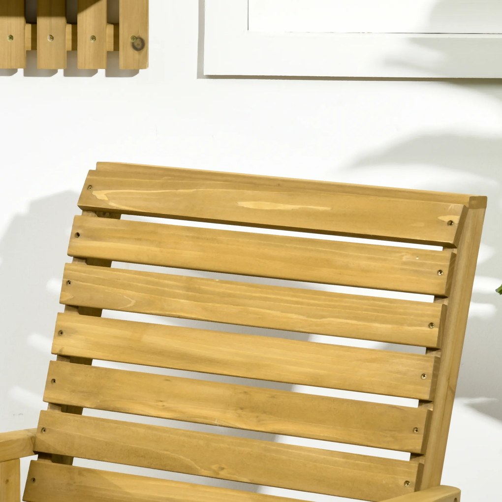 Houpací křeslo Outsunny s opěrkami, zahradní křeslo pro relaxaci na balkoně a terase, nosnost do 130 kg, borové dřevo, světle hnědé 64 x 86 x 85 cm