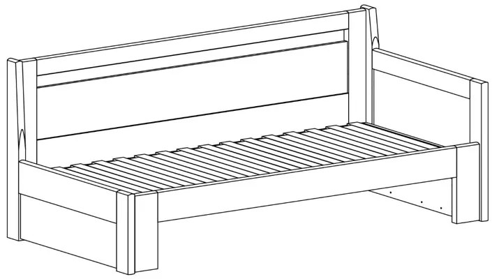 BMB Postel Tandem PLUS s pravou područkou - masivní buk Moření: Olše, Provedení: oblé, Rozměr: 90/170 x 200 cm