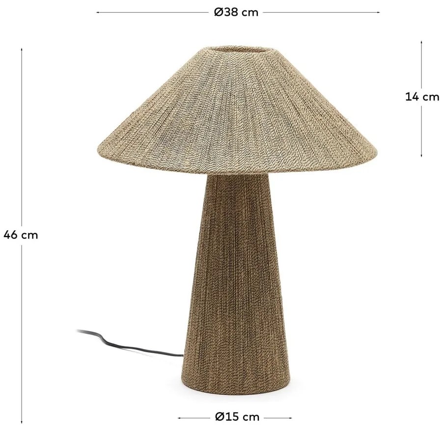Světle hnědá stolní lampa se stínidlem z juty (výška 46 cm) Renee – Kave Home