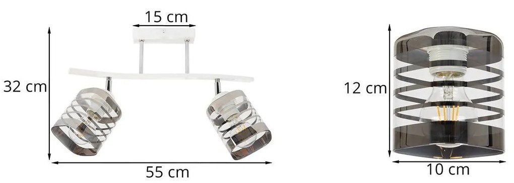 Stropní svítidlo Helix, 2x skleněné stínítko se vzorem (výběr ze 2 barev konstrukce)