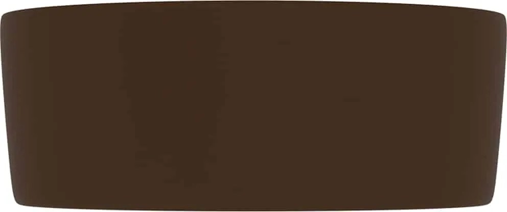 Luxusní umyvadlo kulaté matné tmavě hnědé 40 x 15 cm keramické 147017