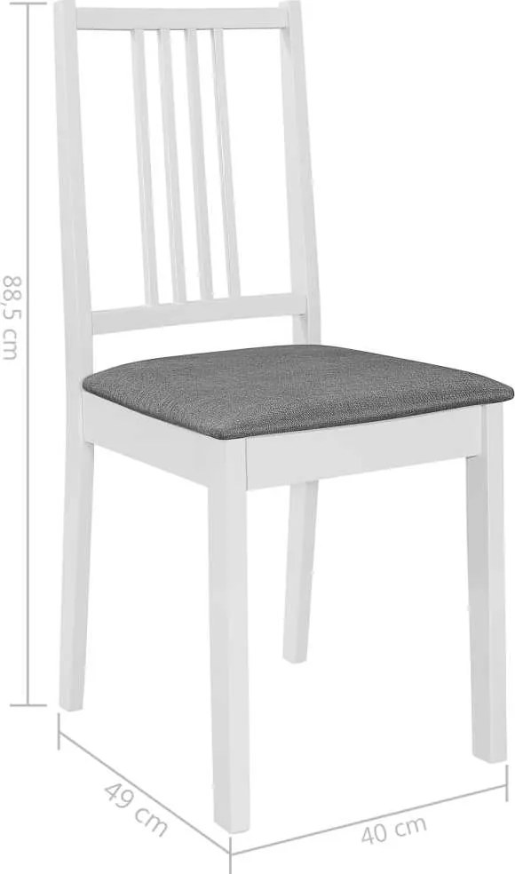 vidaXL Jídelní židle s poduškami 2 ks bílé masivní dřevo [247636] Barva: white and cream