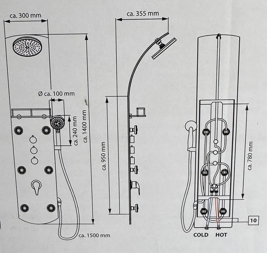 Sprchový hydromasážní panel Karibik ORSP-YMSBW Eisl Sanitär