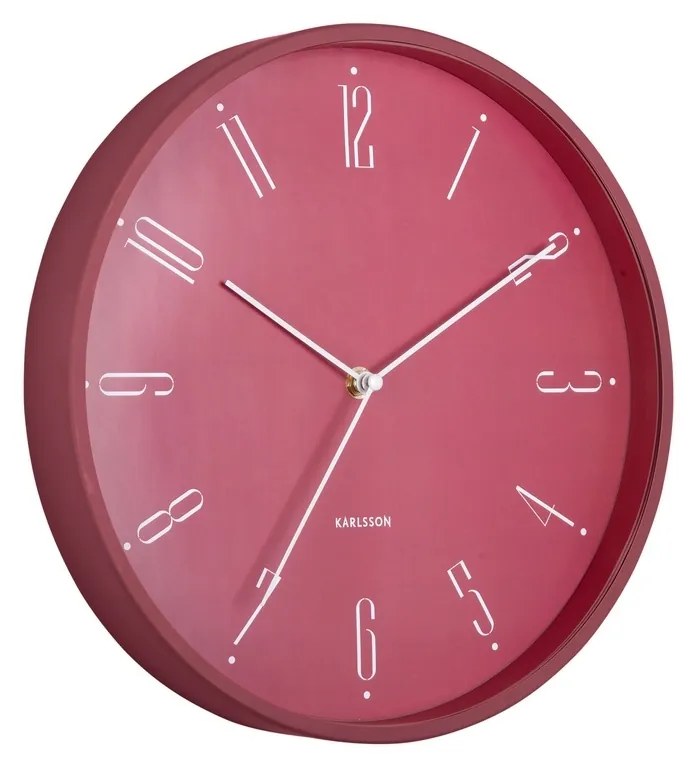 Karlsson 5988RD designové nástěnné hodiny tmavě růžová, pr. 30 cm