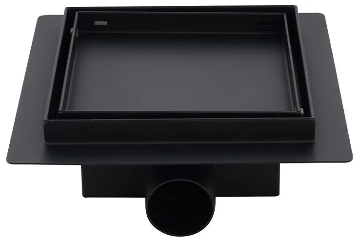 BPS-koupelny Čtvercový sprchový odtokový žlab 2in1 DL06-G1 HYD-3871 15x15 cm, černý