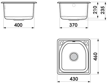 RETRO DŘEZ 43x46cm BRICKWALL
