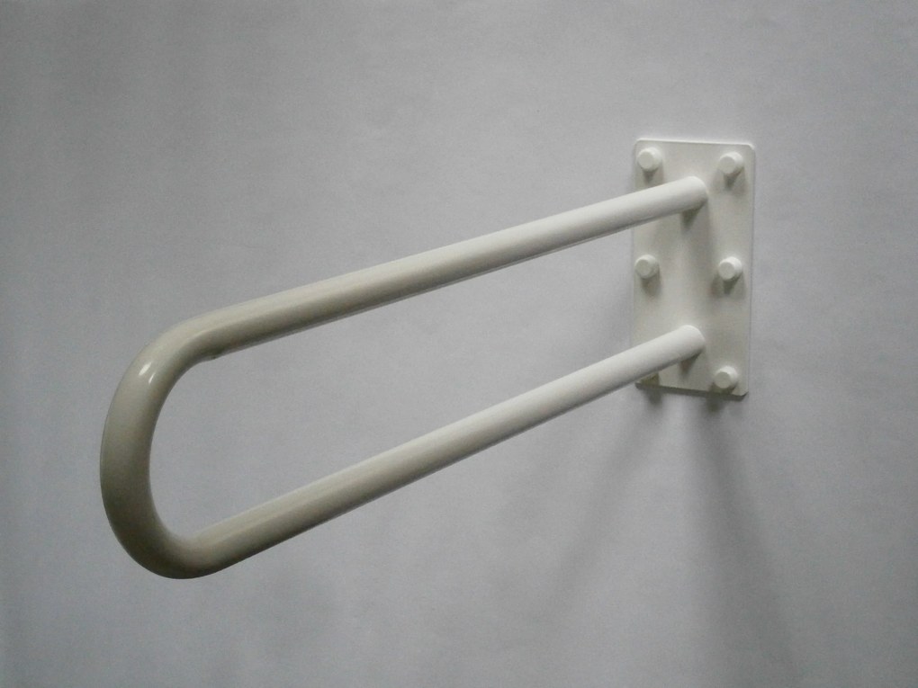 Wela pevné madlo "U" invalidní k wc BÍLÉ PREMIUM domadlo Délka: 70 cm, Průměr: 30 mm