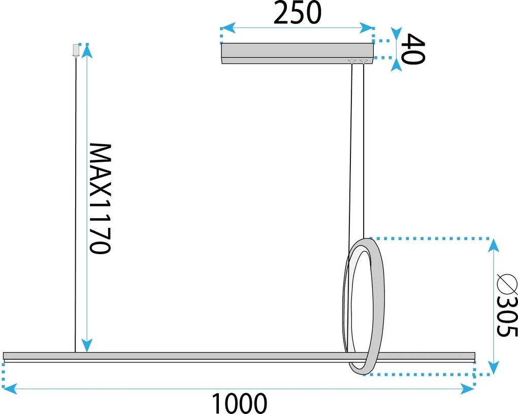 Toolight Toolight, LED závěsné osvětlení 100cm, 25W, 3000K, 2000lm, LHJ111-CP C, zlatá matná, OSW-50071