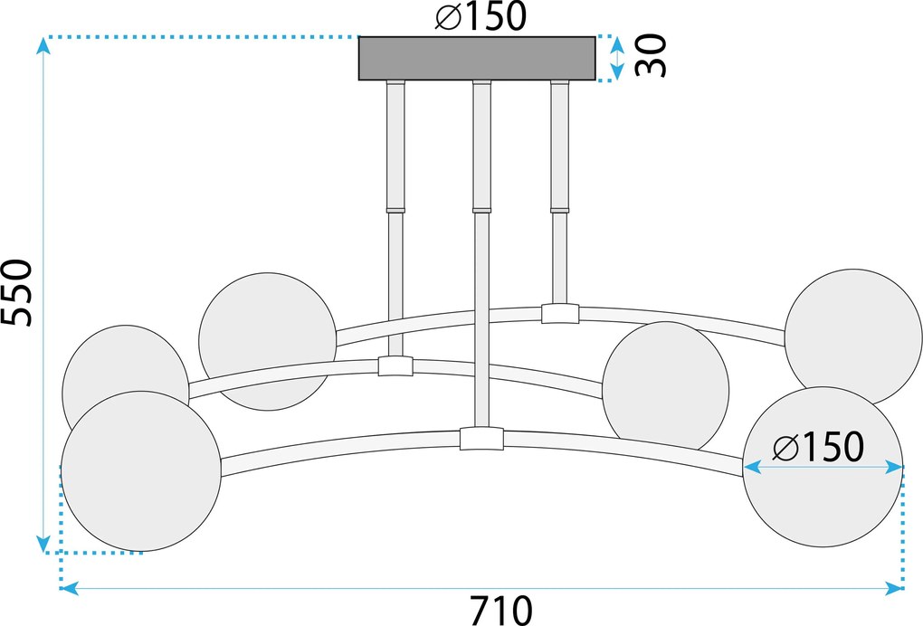 Toolight Toolight, stropní svítidlo 6xE27 APP1577-5C, zlatá lesklá, OSW-03605