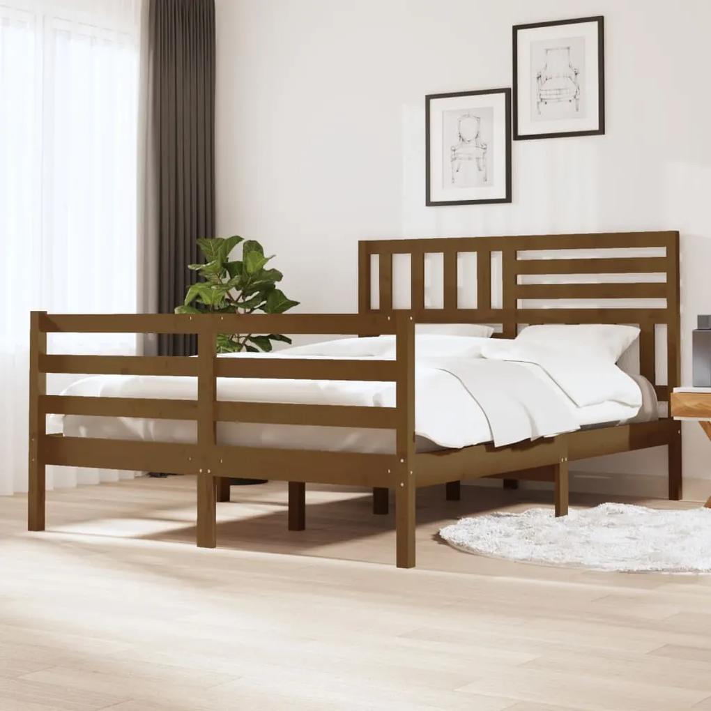 Rám postele medově hnědý masivní dřevo 140 x 200 cm,  3101091