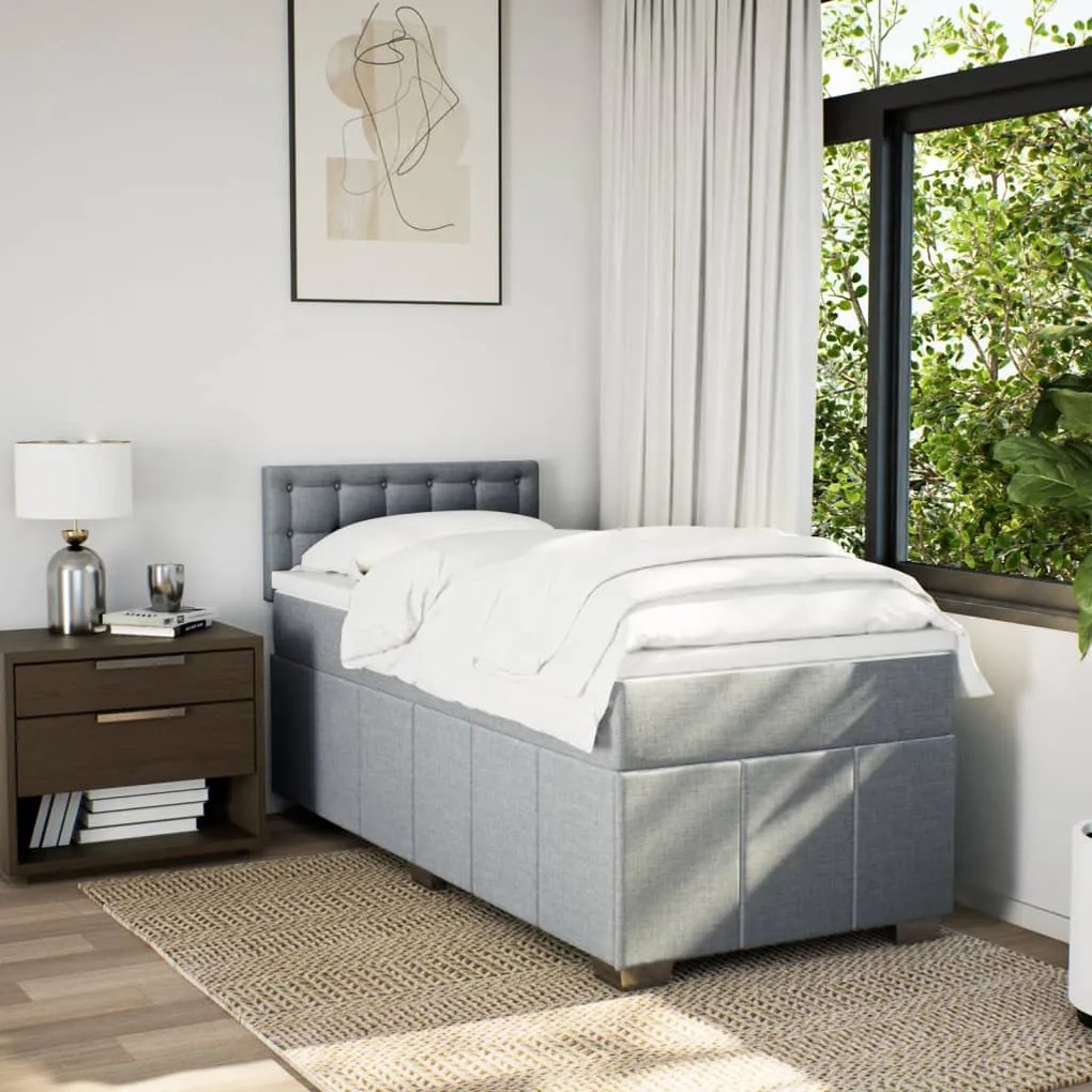 Box spring postel s matrací světle šedá 80 x 200 cm textil 3286909