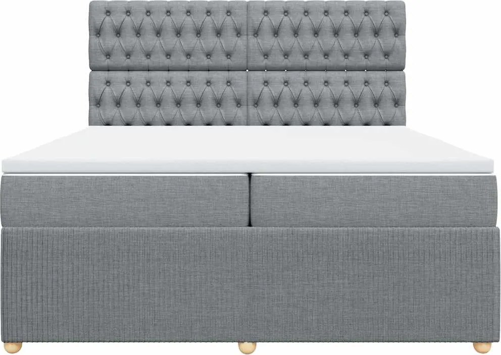 Box spring postel s matrací světle šedá 200 x 200 cm textil 3292170