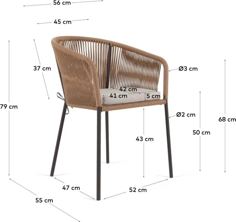 Béžová kovová/polstrovaná zahradní židle Yanet – Kave Home
