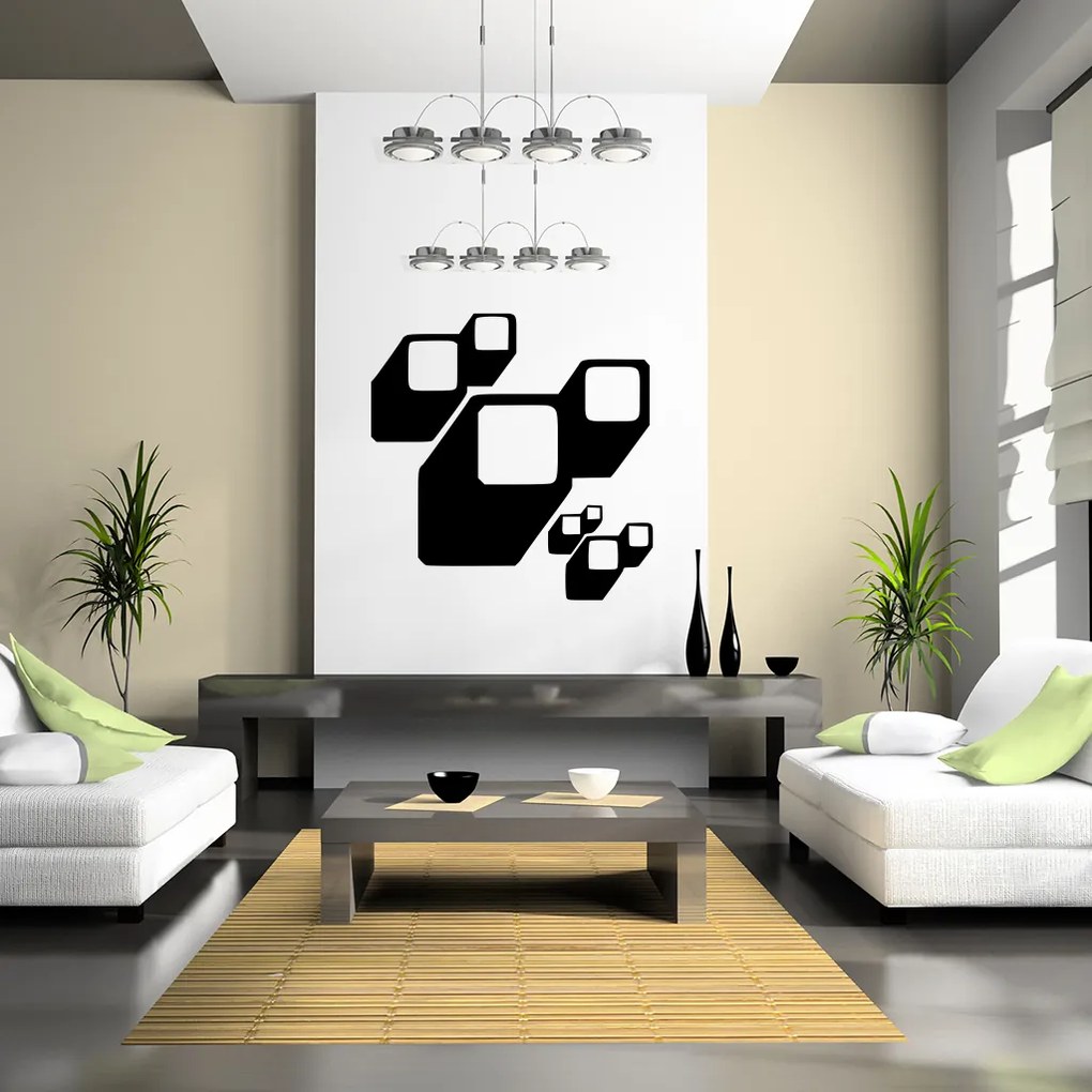 Živá Zeď Samolepka na zeď Kvádry Barva: černá, Velikost: 60 x 60 cm