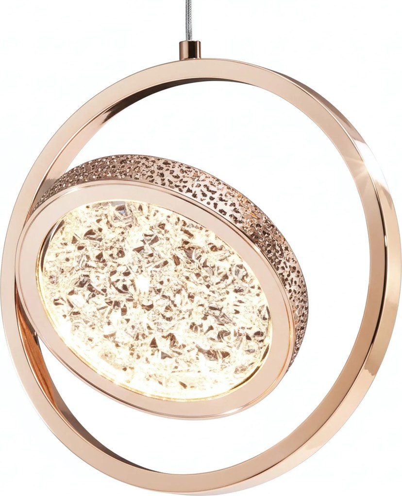 Toolight Toolight, křišťálové závěsné svítidlo 8W, 3000K, 500lm, LHJ106-1CP, růžové zlato, OSW-50070