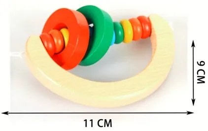 Montessori dřevěné hračky - chrastítko s kruhy Varianta: Chrastítko, půlkruh