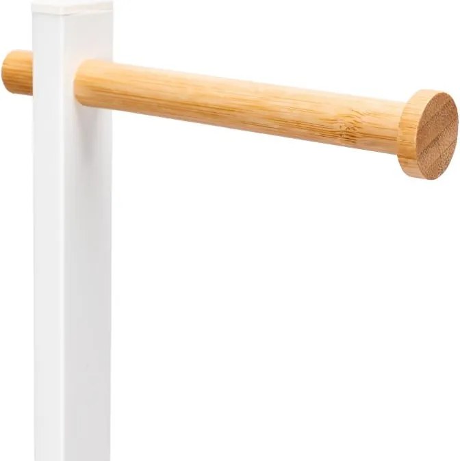 Erga Gasa, držák na toaletní papír se zásobníkem na postavení 62cm, bílá-přírodní hnědá, ERG-YKA-P.GASA-WHT