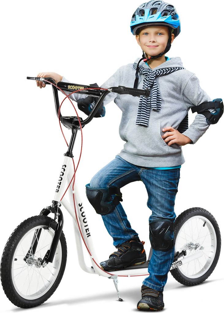 HOMCOM dětská koloběžka, koloběžka, městská koloběžka, koloběžka s pneumatikami, ruční brzda, dětská koloběžka, skládací | Aosom