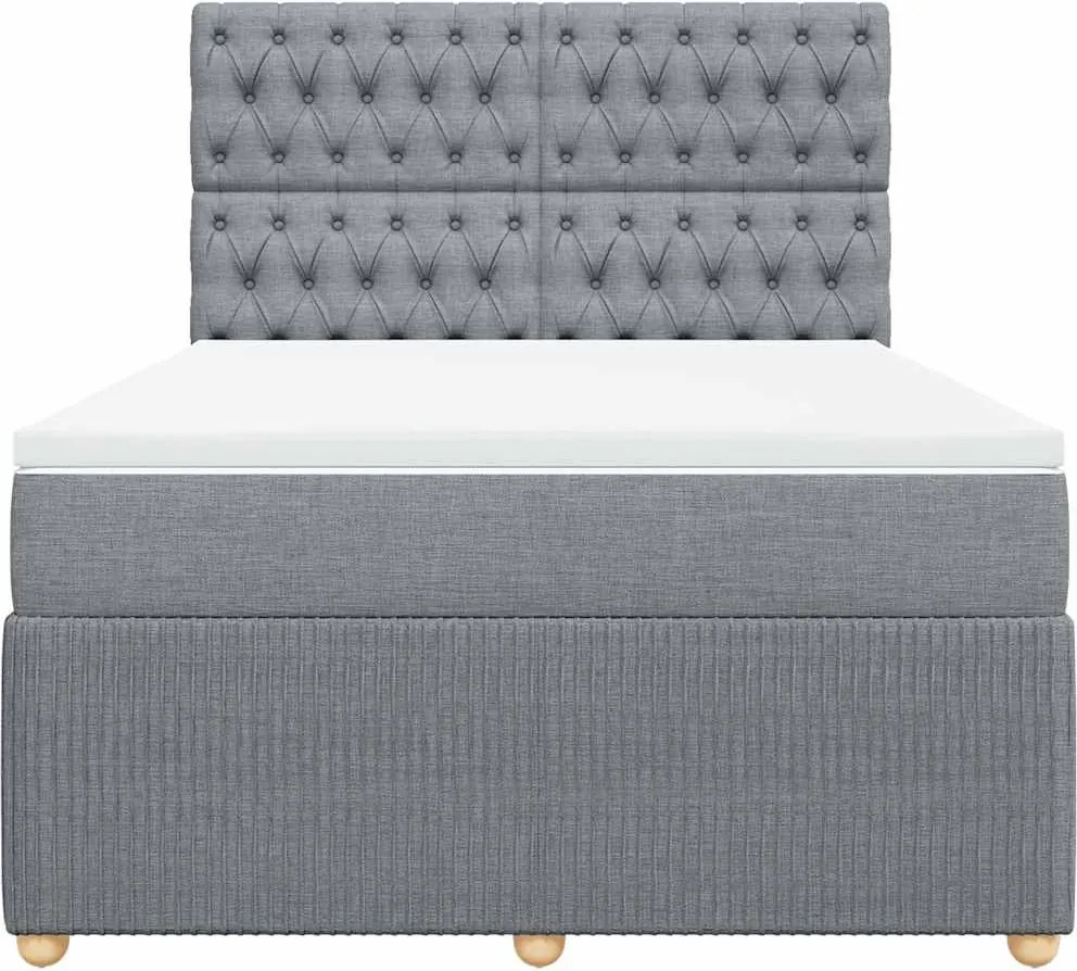 Box spring postel s matrací světle šedá 140 x 190 cm textil 3292058