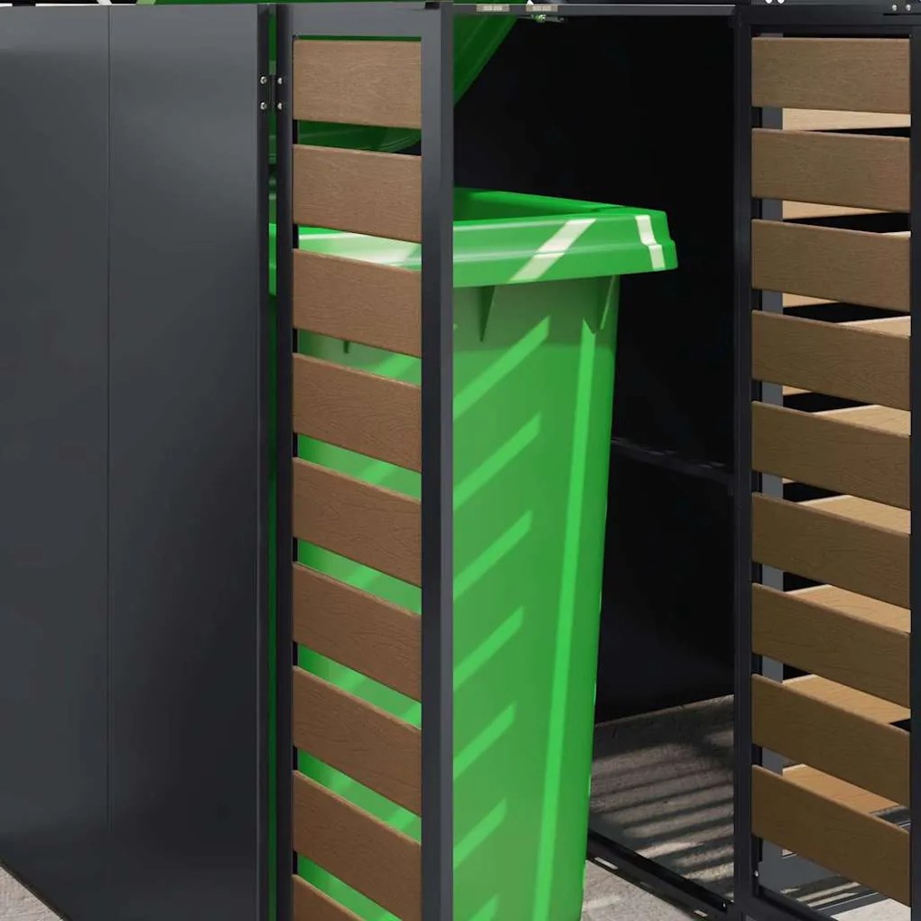 Úložný box na 3 popelnice Ocel Antracit 3394768