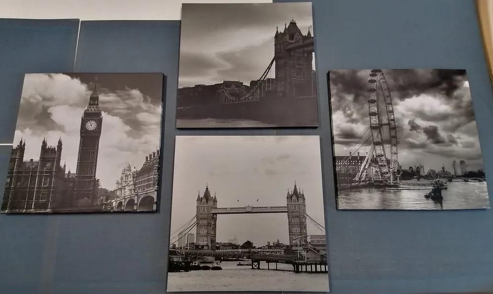Set obrazů tajemný Londýn v černobílém provedení Varianta: 4x 60x60