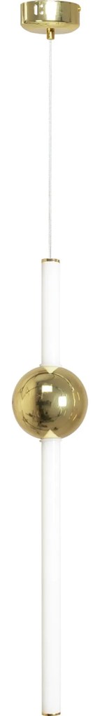 Toolight - LED stropní lampa závěsná 60cm 12W APP476-CP, bílá-zlatá, OSW-00608