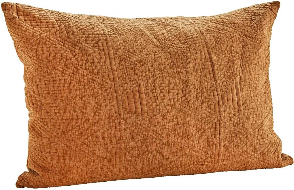 MADAM STOLTZ Povlak na polštář Quilted Cushion Caramel, oranžová barva, textil
