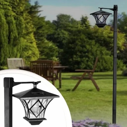 FlameGlow 155 cm – solární pochodňová lampa s 53 LED diodami a držákem na zeď nebo do země