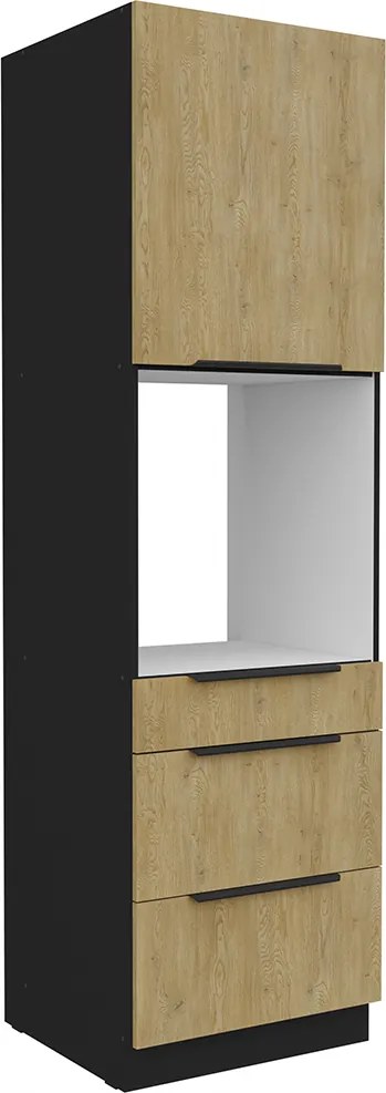 CREMONA cc | vysoká skříňka 60 DPS-210 3S1F na vestavnou troubu | PREMIUM BOX | 60 cm | černá/cremona