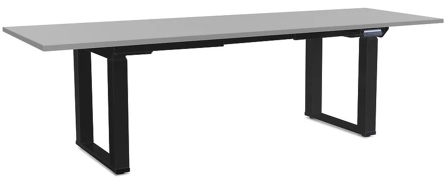 Výškově nastavitelný stůl OfficeTech Strong 240 x 80 cm, černá podnož, světle šedá