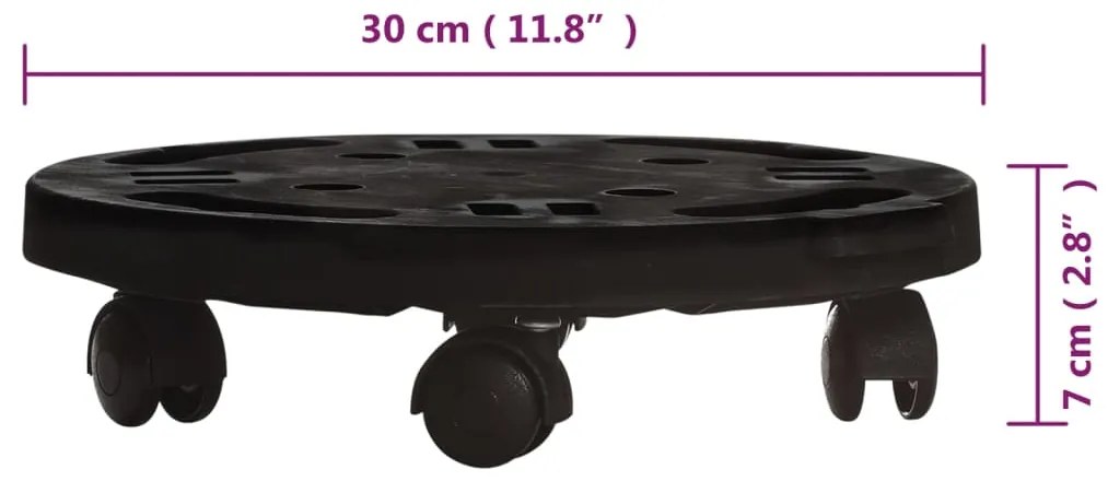 Vozíky na rostliny na kolečkách 5 ks průměr 30 cm černé 170 kg,  3143917