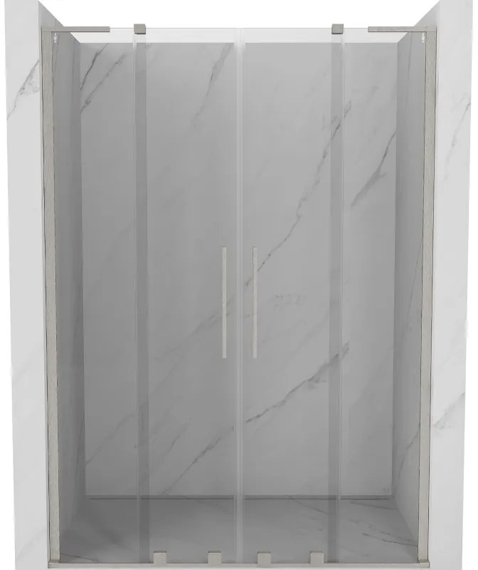 Mexen Velar L Duo, posuvné sprchové dveře do otvoru 140 cm, 8mm čiré sklo, broušená ocel, 871-140-003-02-97