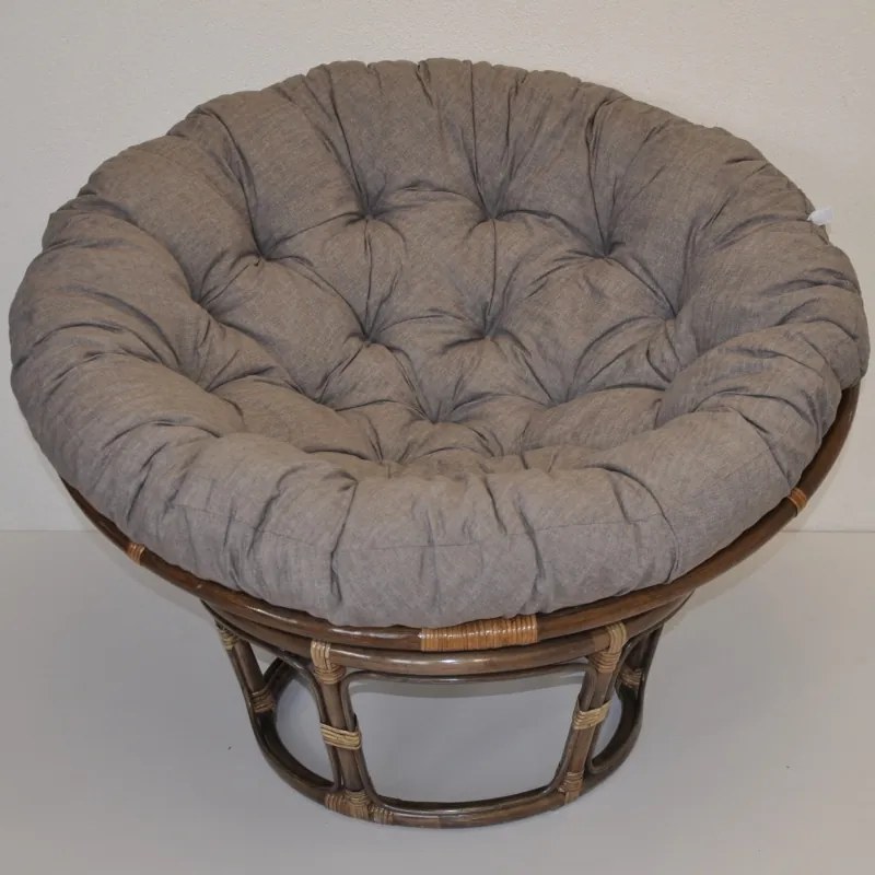 Axin Trading Ratanový papasan 110 cm hnědý s polstrem Polstr: Šedý melír