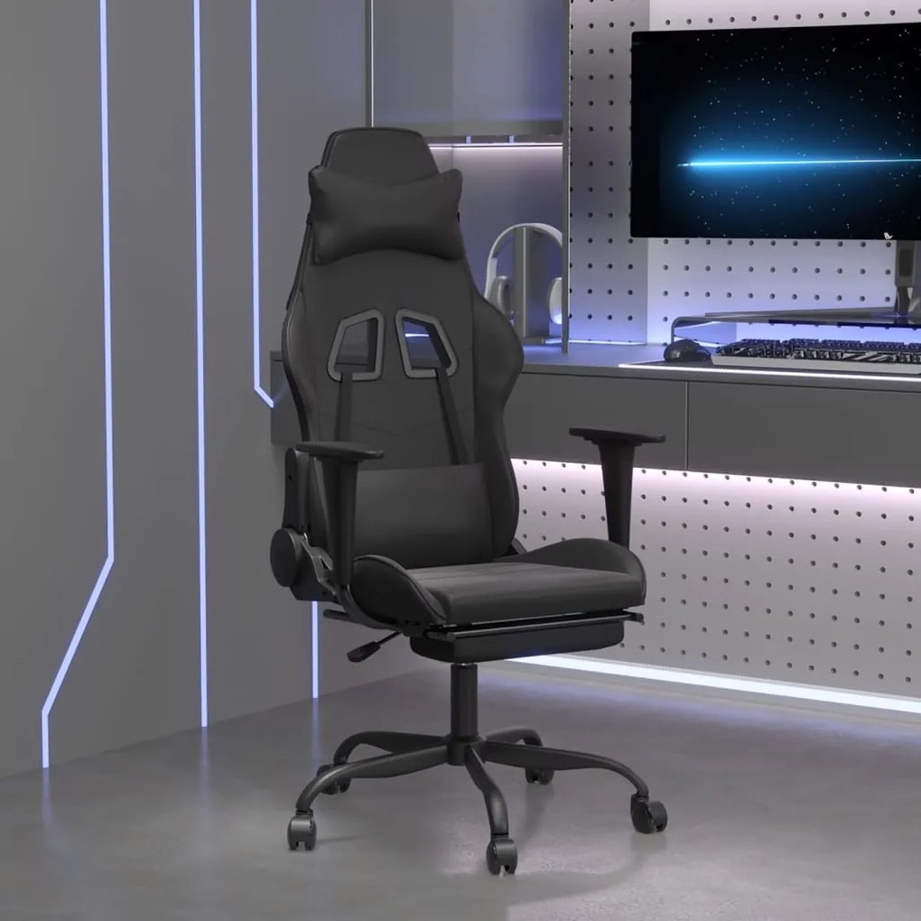 Herní židle s podnožkou černá umělá kůže 3143661
