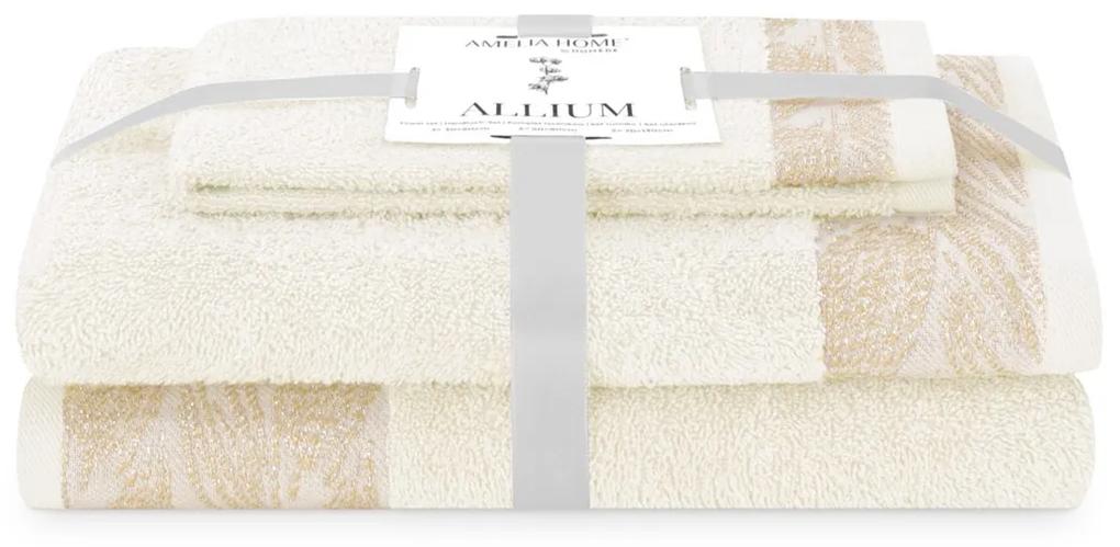 Sada 3 ks ručníků ALLIUM klasický styl krémová
