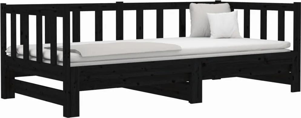vidaXL Výsuvná postel 2x (80 x 200) cm masivní borovice [814708] Barva: Černá