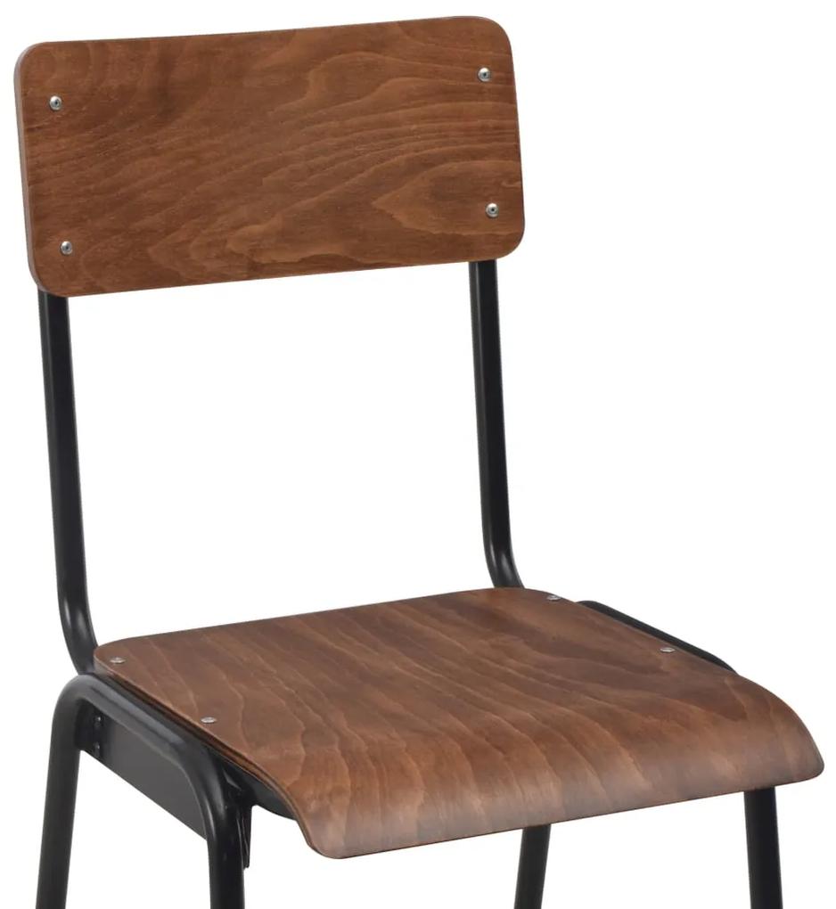 Barové židle 2 ks - masivní překližka a ocel | hnědé