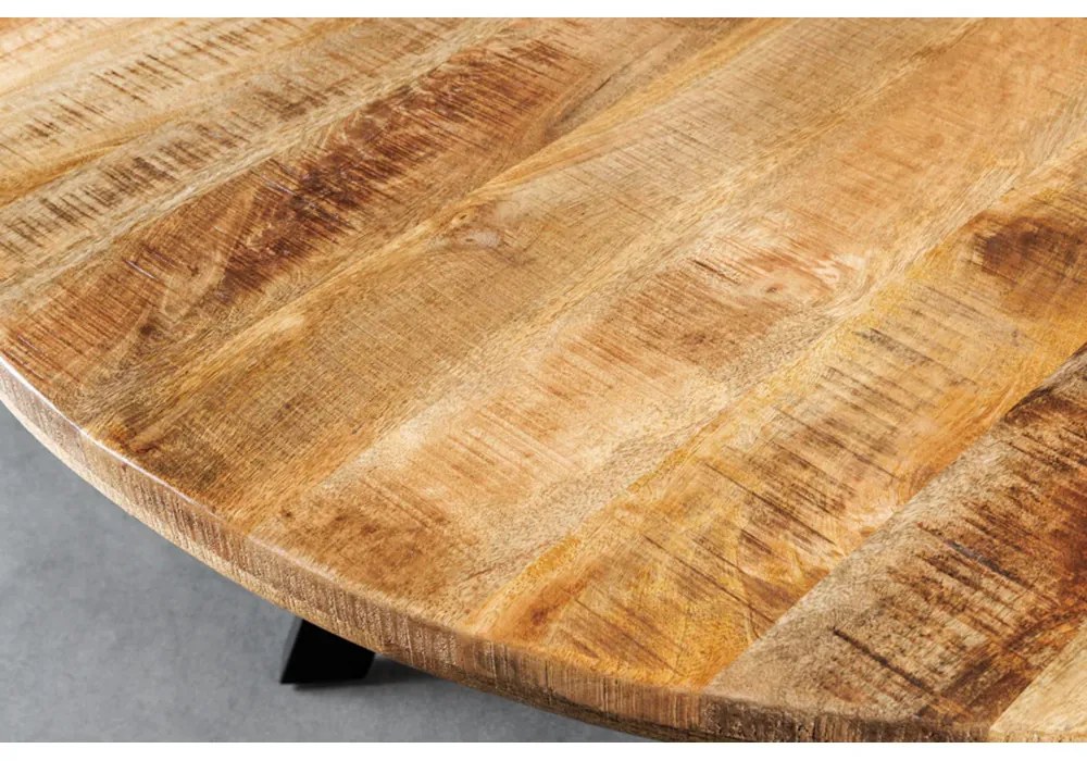Massive home | Kulatý jídelní stůl IRON CRAFT 145 CM přírodní masiv mango